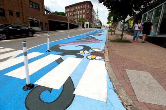 Ground mural debuts in downtown Bangor