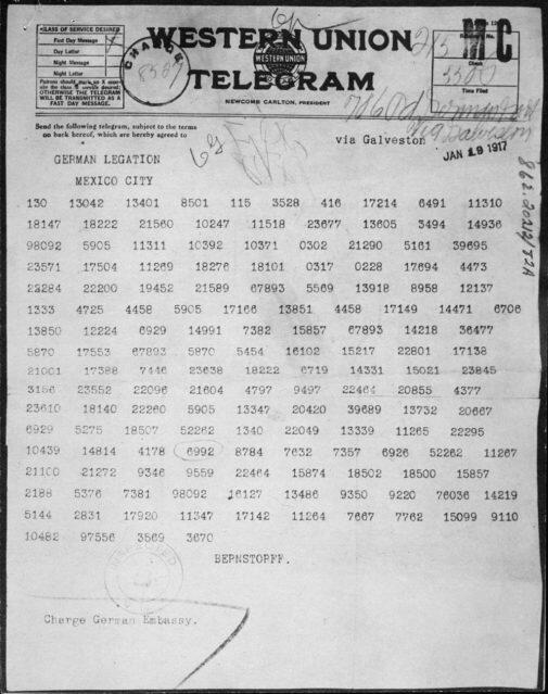 A decoded message known as The Zimmerman Telegram was the catalyst that ...