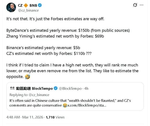 CZ Says Forbes $110 Billion Net Worth Estimate ‘Defies Logic’ – Richest ...