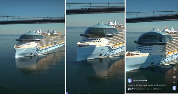 Video shows new Royal Caribbean cruise ship barely squeezing under ...