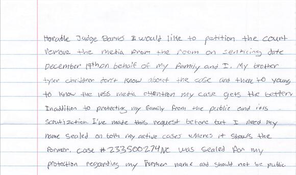Woman who killed parents sends handwritten note to judge before ...