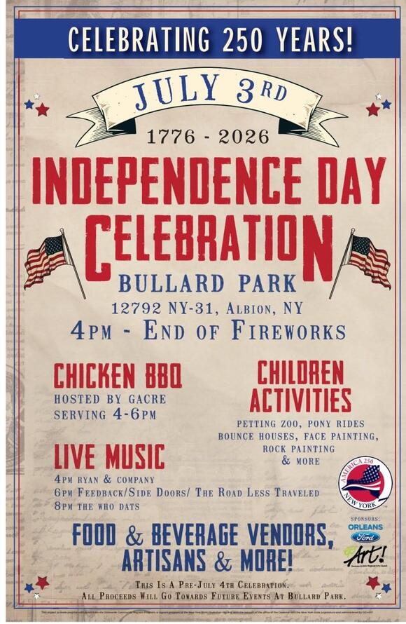 Albion to Hold July 3 Celebration at Bullard Park - NewsBreak