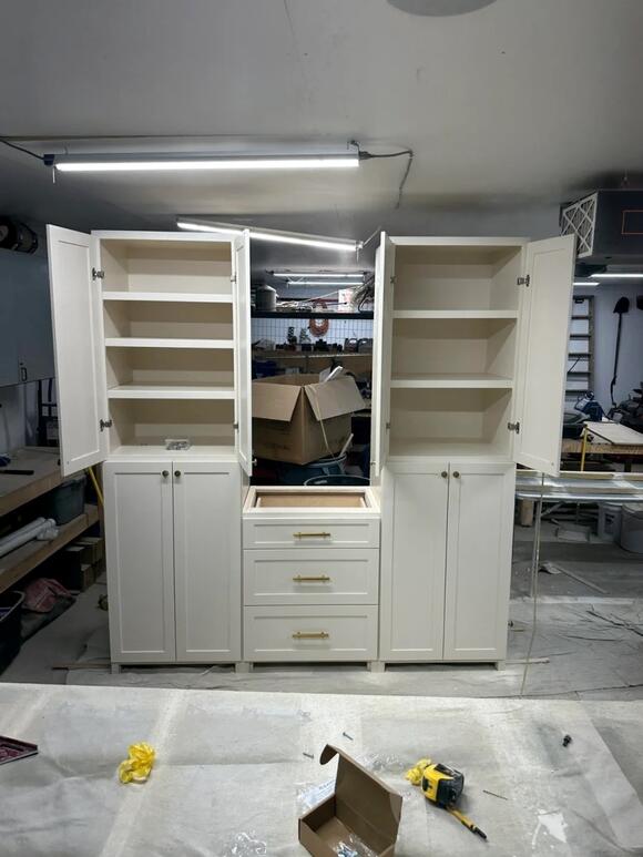 His Wife Wanted More Kitchen Storage, So He Built a Cabinet Wall Around ...