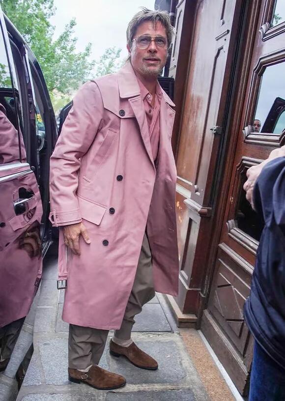 Fans React To Brad Pitt's 'Ridiculous' Pink Trench Coat During Paris ...