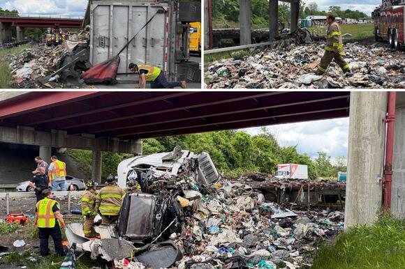 Firefighters Rescue Trapped Driver After Tractor-trailer Accident on I ...