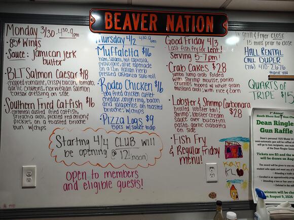 Fredonia Beaver Club Dinner Specials End April 3 - NewsBreak