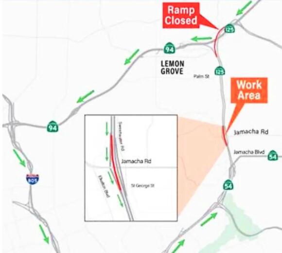 Stretch of Southbound SR-125 to Close on Weekend for Caltrans Construction