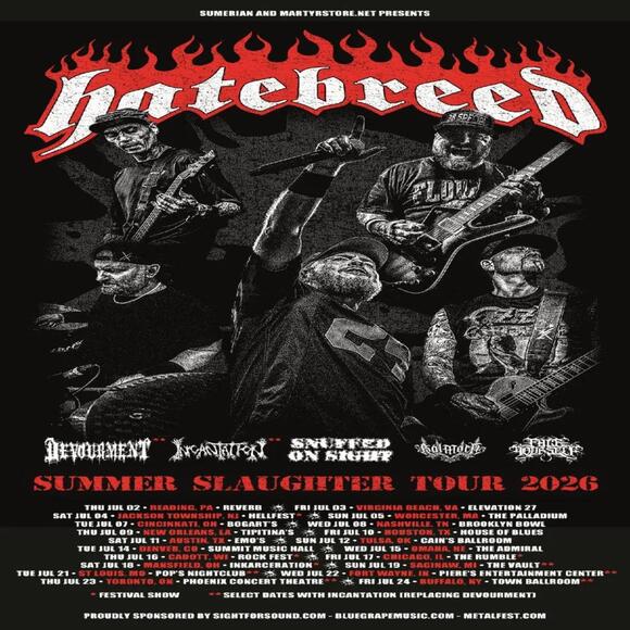 Summer Slaughter 2026 Tour Dates Announced Featuring Hatebreed ...