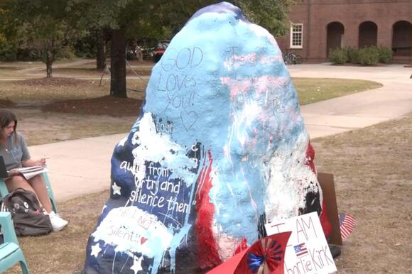 Lefty UNC Wilmington students paint over Charlie Kirk tribute, hurl ...