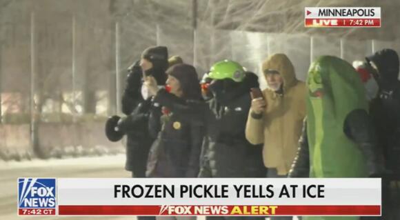 Fox reporter calls out at man in 'pickle costume' yelling at ICE ...