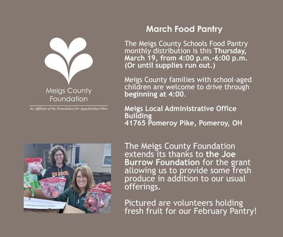 Meigs County Schools Food Pantry distribution Thursday - NewsBreak