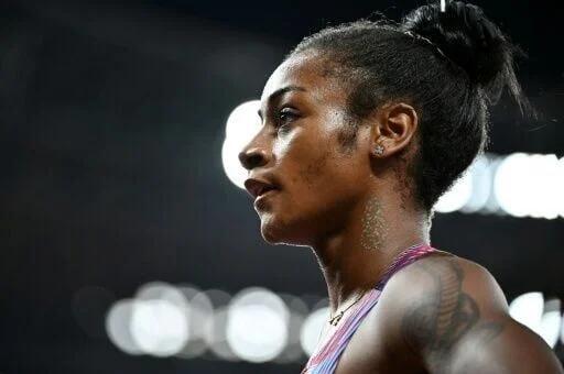 US sprinter Sha'carri Richardson reacts during the women's 100m semi ...