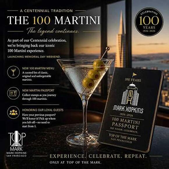 Top of the Mark revives legendary 100 Martini Passport for hotel’s ...