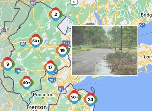 Falling Tree Misses Officer, Major Roadways Flooded: North Jersey Storm ...