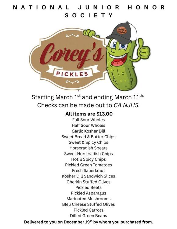 NJHS fundraiser with Corey's Pickles announced - NewsBreak