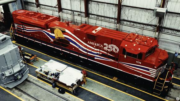 News video: Norfolk Southern rolls out No. 1776 America 250 locomotive ...