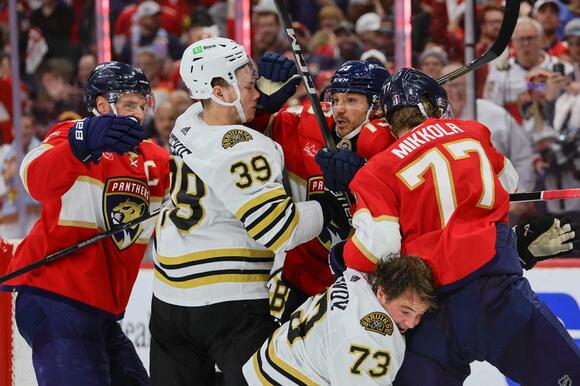Bruins-Panthers Game 2 ends in violence as David Pastrnak, Matthew ...