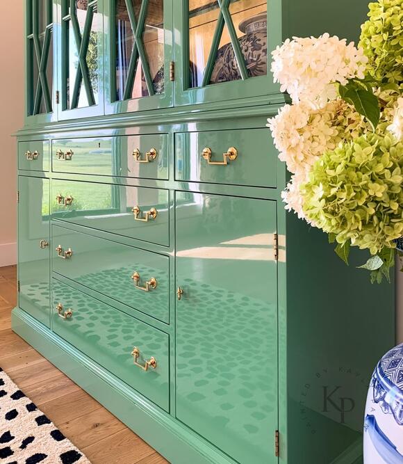 She Painted an Old China Cabinet Green and Made the Wood Shine Like ...