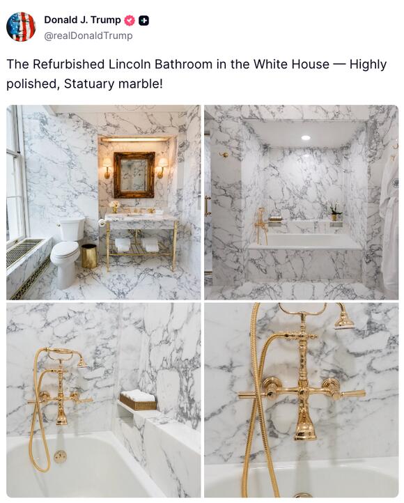 Donald Trump's Lincoln Bathroom Makeover Is Going Viral For All Of The ...