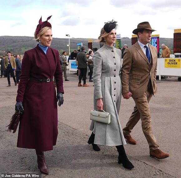 Awkward! Peter Phillips' ex and her partner arrive at Cheltenham - as ...