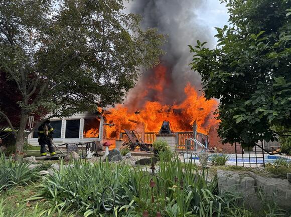 Firefighters Struck By Debris When Ceiling Collapses During House Fire ...