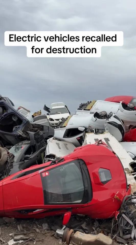Stunning images of EV ‘graveyard’ filled with broken down cars that can ...