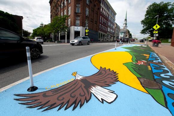 Ground mural debuts in downtown Bangor