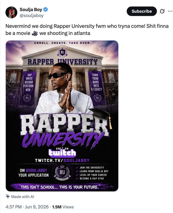 Soulja Boy Wasn’t Invited To Kai Cenat’s Streamer University, So He ...