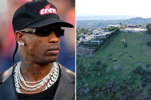 Aerial footage shows Travis Scott’s $23M LA property suffering major ...