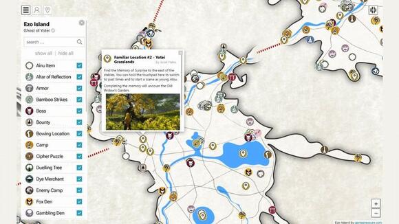Ghost of Yotei interactive map. Find every shrine, altar, and boss ...