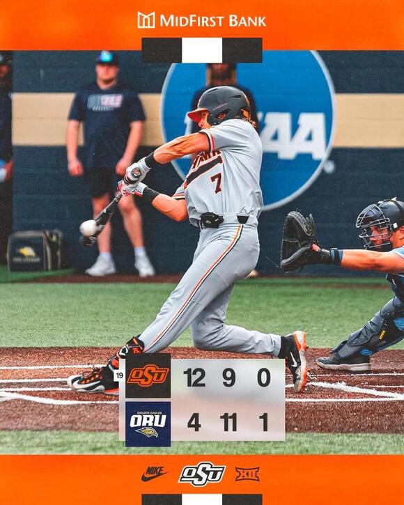 Oklahoma State Cowboys beat Oral Roberts Golden Eagles 12-4 in nine ...