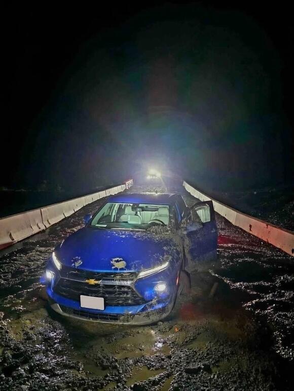 Driver Plows Past Barriers, Gets Stuck in Mudslide on Coastal ...