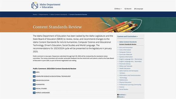Public comment wanted on Content Standards alignment review