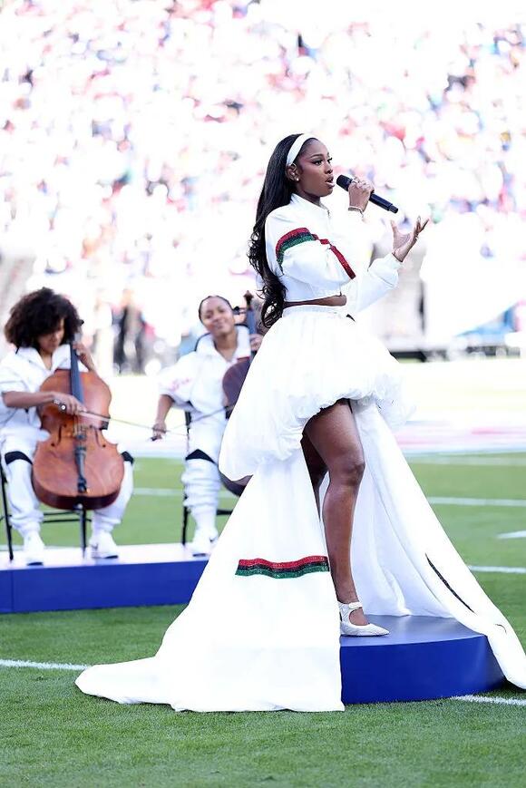 Coco Jones Channels Whitney Houston At The Super Bowl Pregame In Karl ...