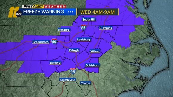 First Alert Day: Freeze Warning in effect overnight for parts of ...