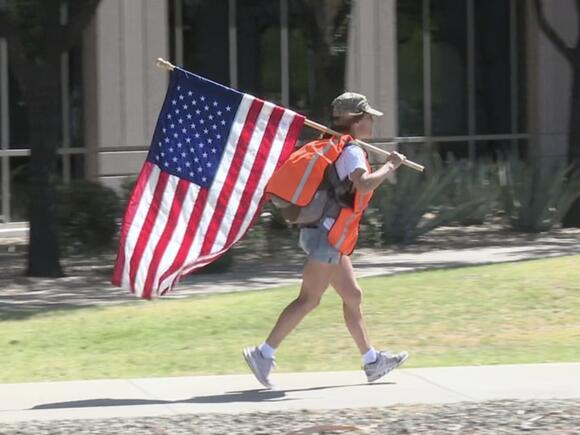 French woman walks America to honor the flag discovered in her father's ...
