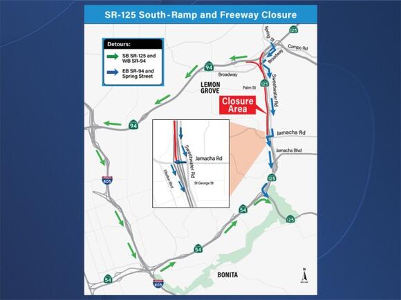 Stretch of south SR-125 in East County to close for weekend Caltrans ...