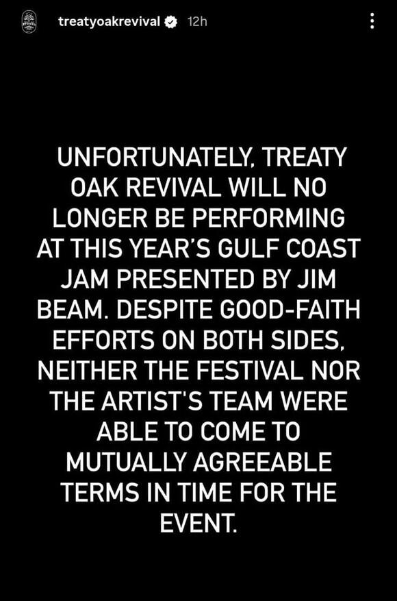 Treaty Oak Revival Will No Longer Perform at 2026 Gulf Coast Jam ...