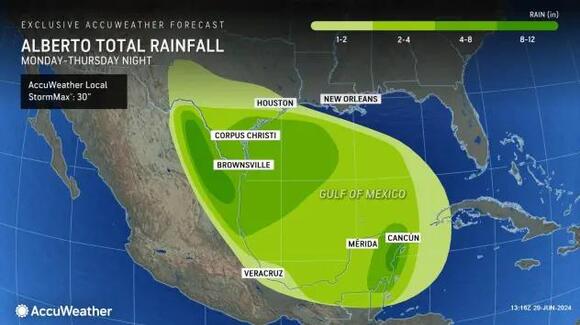 Alberto makes landfall, pushes inland over Mexico; US impacts to ease
