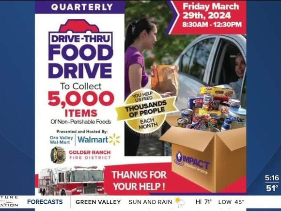 Golder Ranch Fire to host food drive March 29th