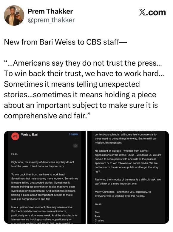 CBS Boss Sends Lecturing Christmas Eve Memo Over ‘60 Minutes’ Chaos ...
