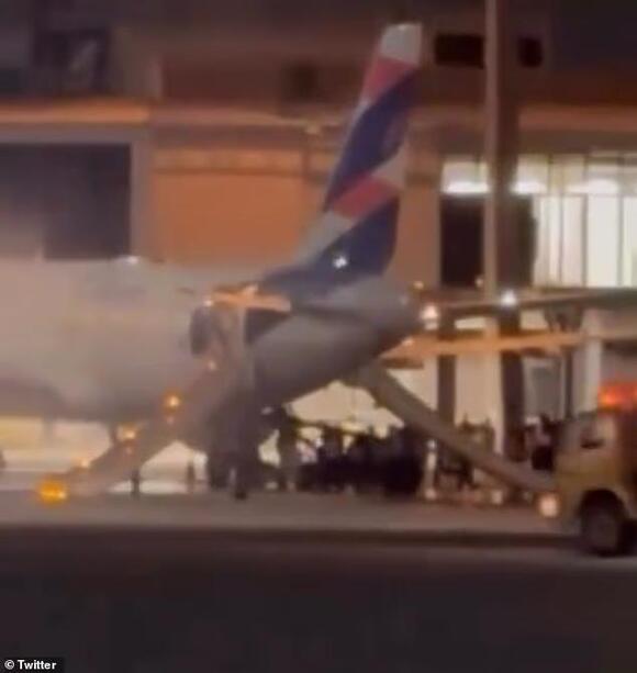 Panicked passengers told to 'leave everything' and flee plane as it is ...
