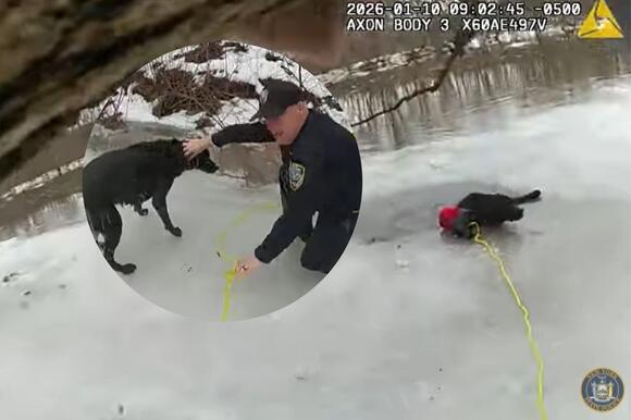 WATCH-Heroic New York State Trooper Rescues Dog From Icy Waters - NewsBreak