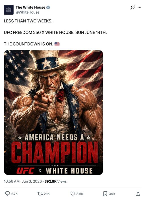 White House Unveils Unsettling New Uncle Sam Ahead of UFC Event - NewsBreak