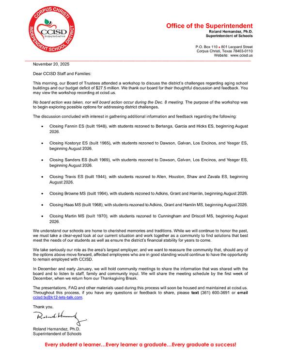 CCISD may close 7 schools due to $27M deficit - NewsBreak