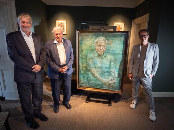 New green Sir David Attenborough portrait by Jonathan Yeo unveiled
