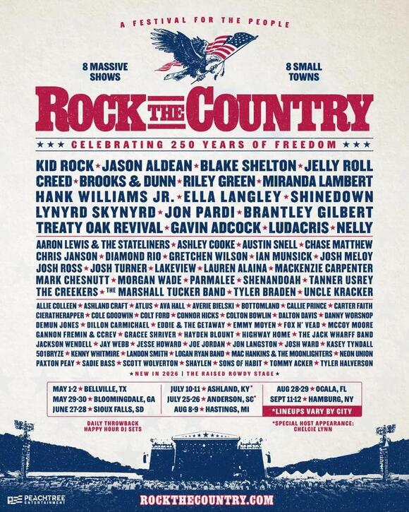 2026 Rock the Country Fest Boasts Kid Rock, Creed, Jelly Roll, and ...