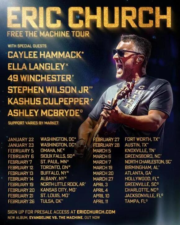 ERIC CHURCH LAUNCHES 2026 WITH A TRIPLE THREAT: TOUR, IMAX FILM & LIVE ...