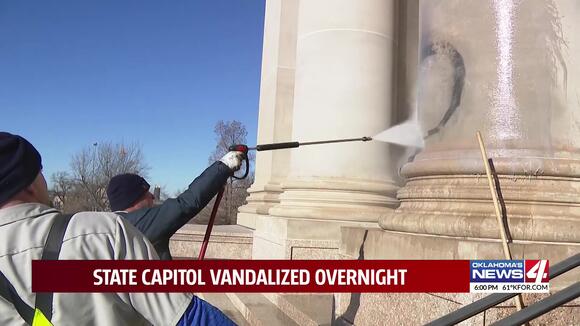 Vandalism hits Oklahoma Capitol as crews worked to clean graffiti ...