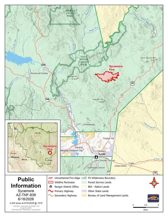 Sycamore Fire at 3,344 Acres in Globe Ranger District - NewsBreak